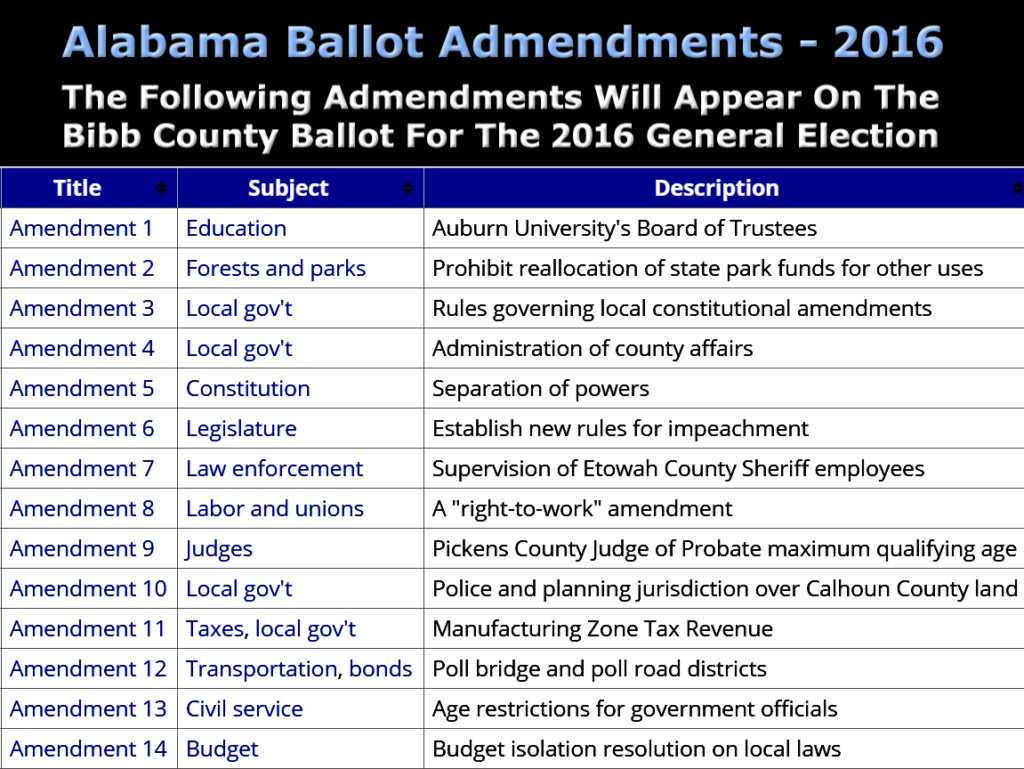 Over View of the 14 Constitutional Amendments on Bibb County November ...